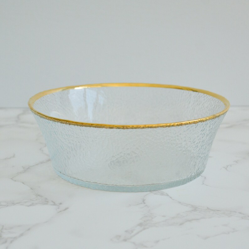Pebbled Glass Bowl With Gold Border / Kitchen and Dining / Fall Decor ...