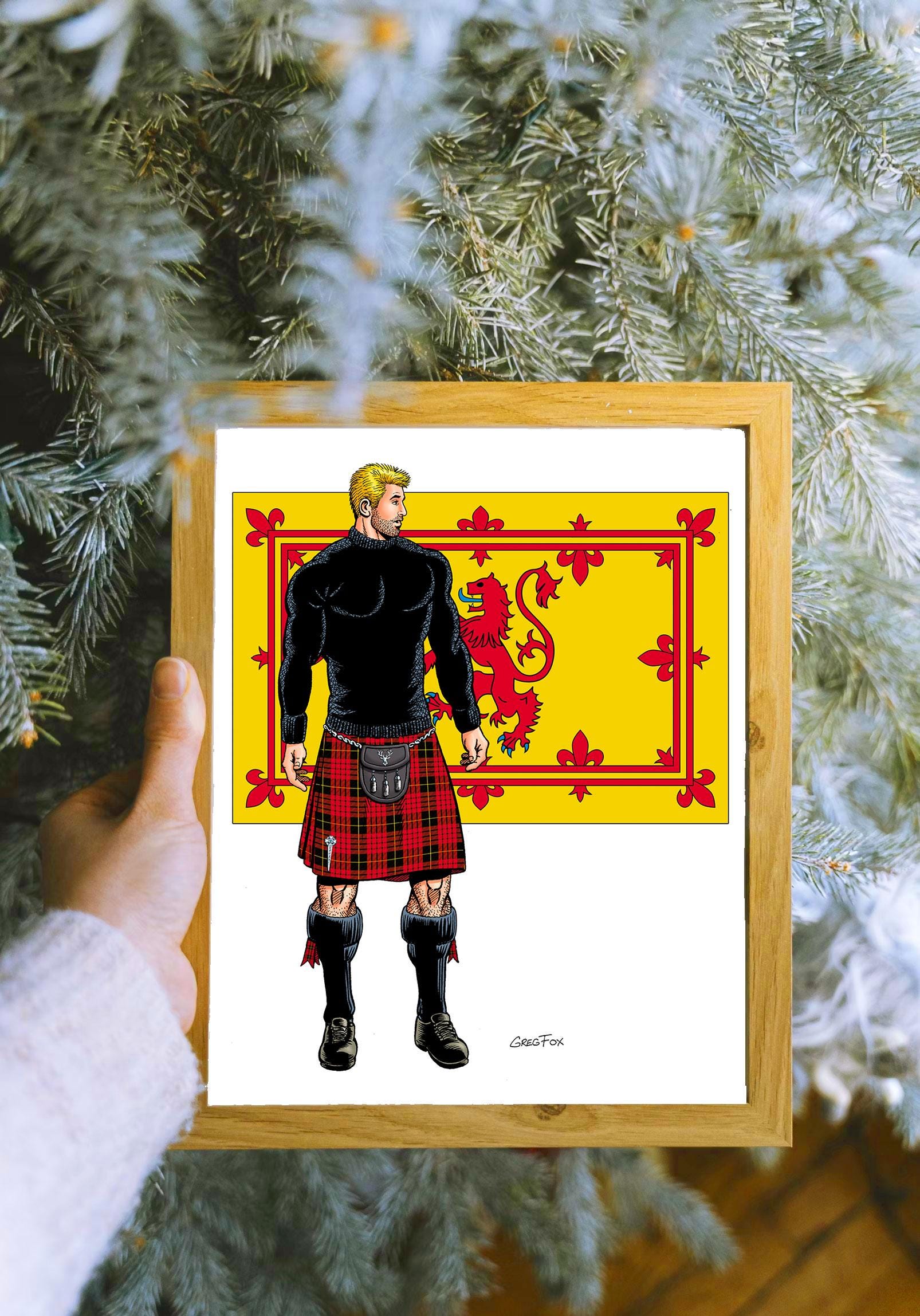 Scottish Man in Kilt With Royal Banner - 8.5" X 11" Pin-up / Art Print ...