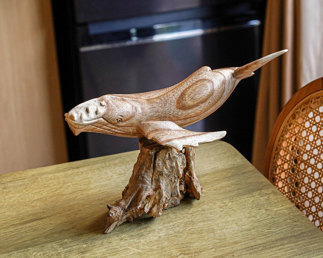 Wooden Fish Statue 12 Inch / 30 Cm Width, Table Decor, Table Statue ...