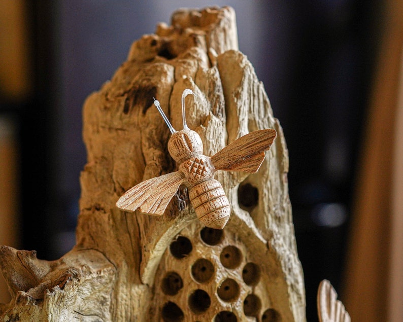 Wooden Bee Sculpture 10 Inch / 25 Cm Table Decor Table - Etsy