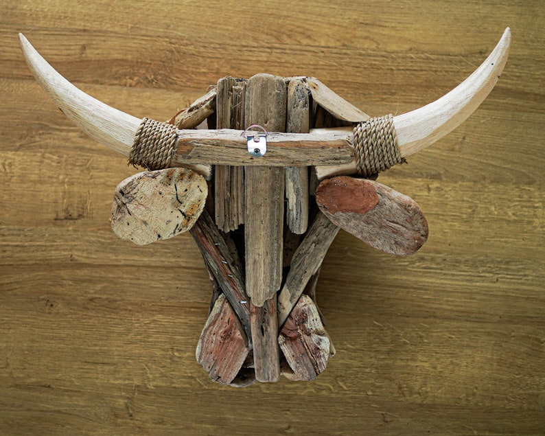 Drift Wood Bull Head, Bull Figurine, Driftwood Heart, Wall Decoration ...