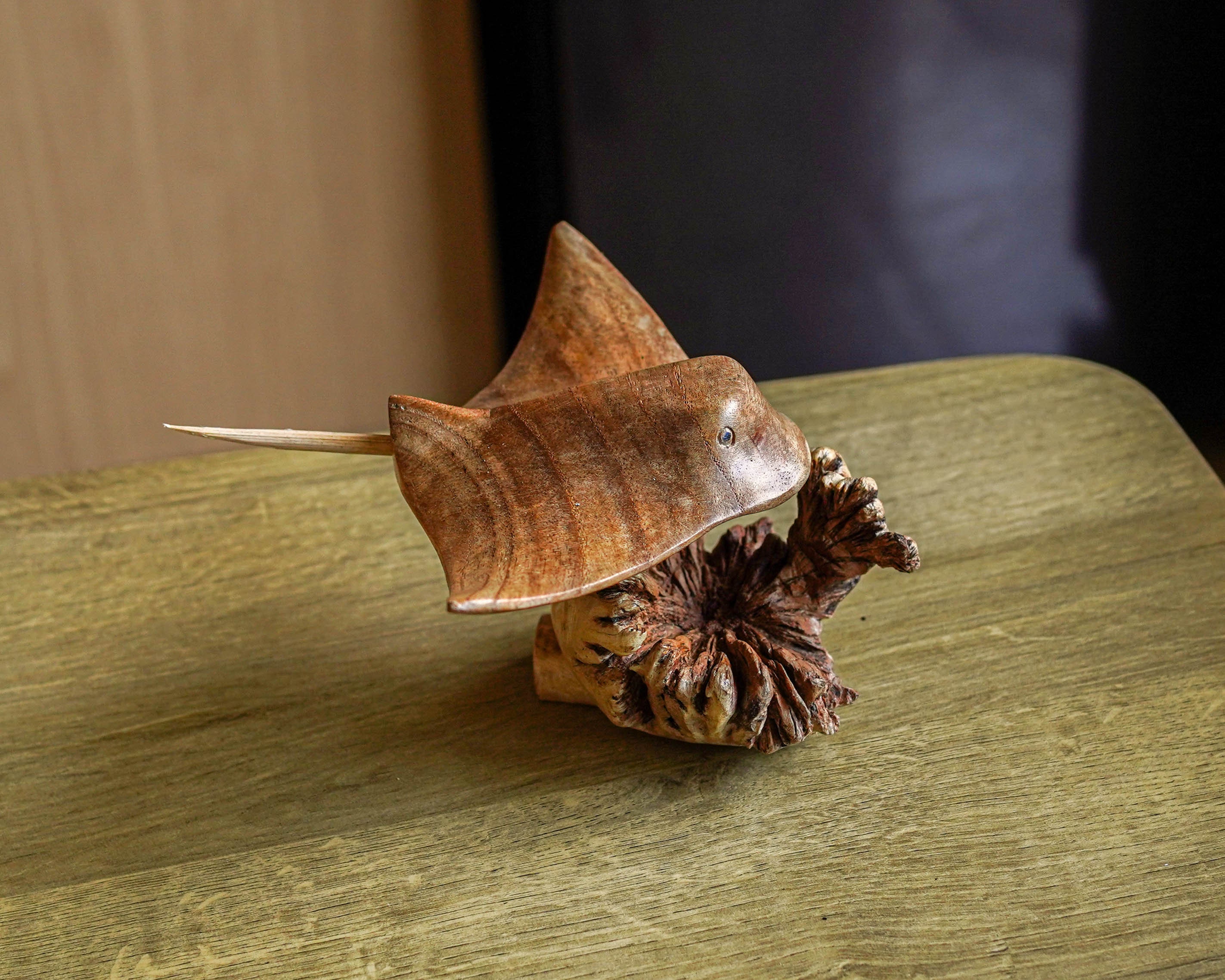 Wooden Manta Ray 4 Inch / 10 Cm, Table Decor, Table Statue, Nature ...