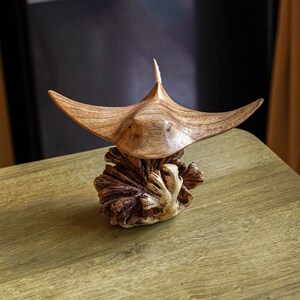 Wooden Manta Ray 4 Inch / 10 Cm, Table Decor, Table Statue, Nature ...