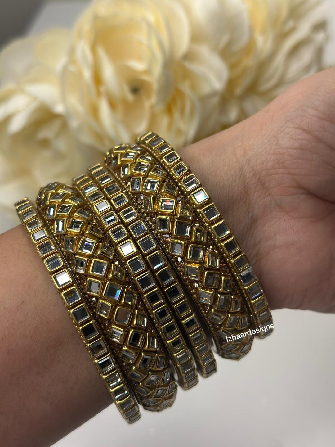 Designer Kundanbangles indian Bangles bridesmaid Gift Gold Plated Pearl ...