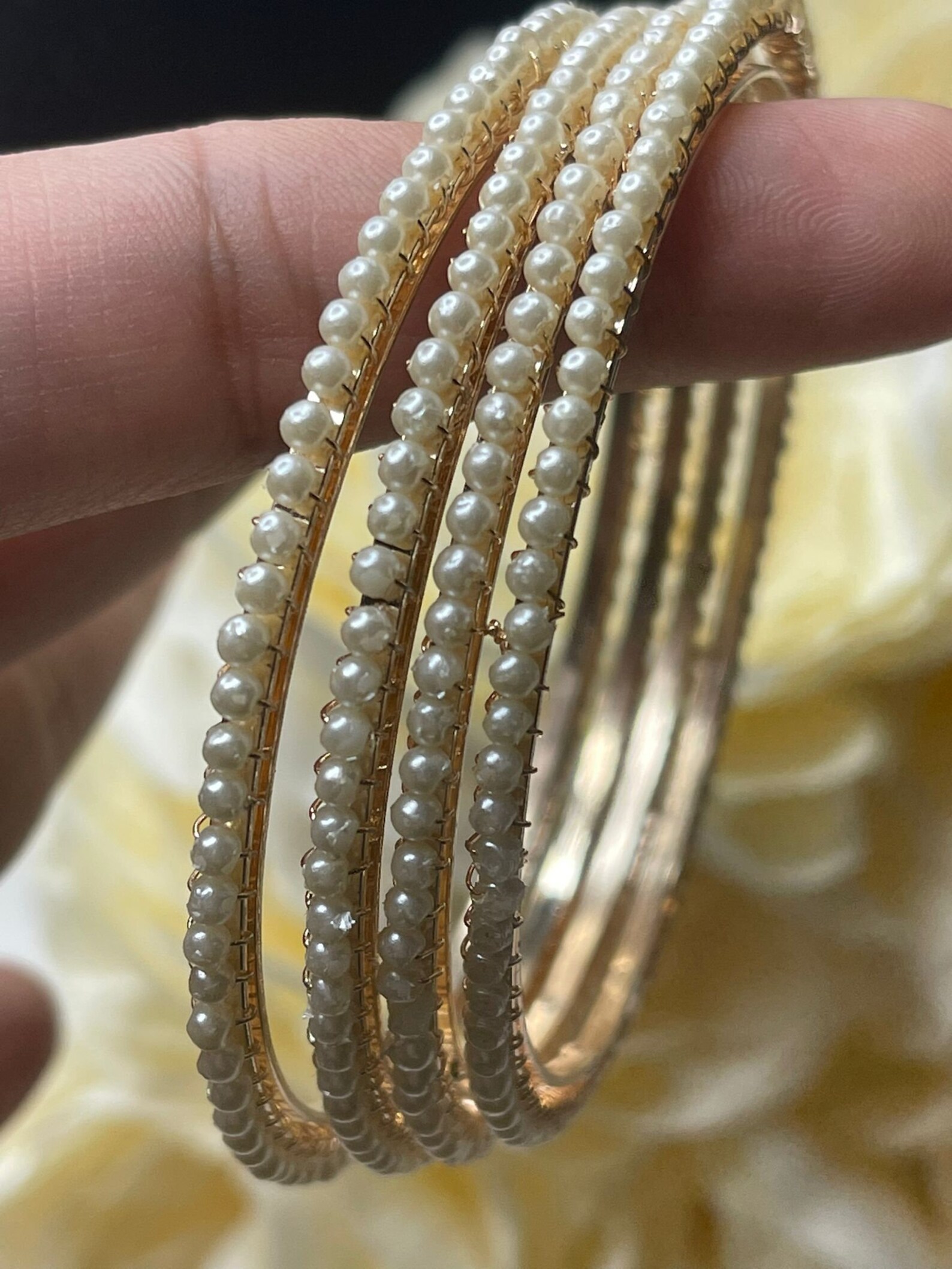 Designer Pearl Bangles indian Bangles bridesmaid Gift Gold - Etsy