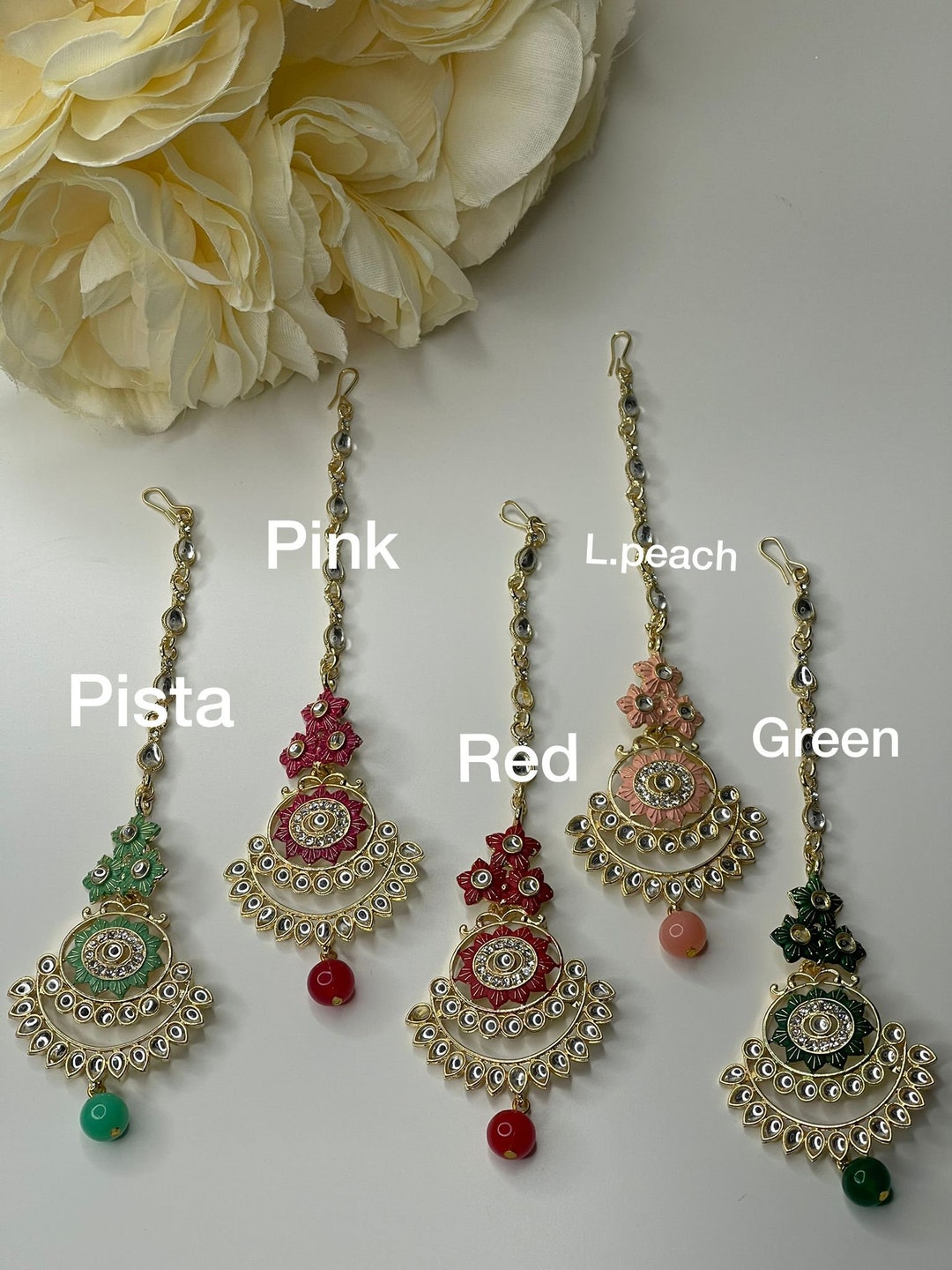 Izhaar Maang Tikka in Polki Stones and Pearl Accents, Indian Head ...