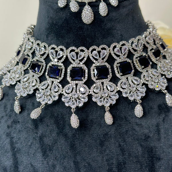 Blue and Silver Necklace - Etsy