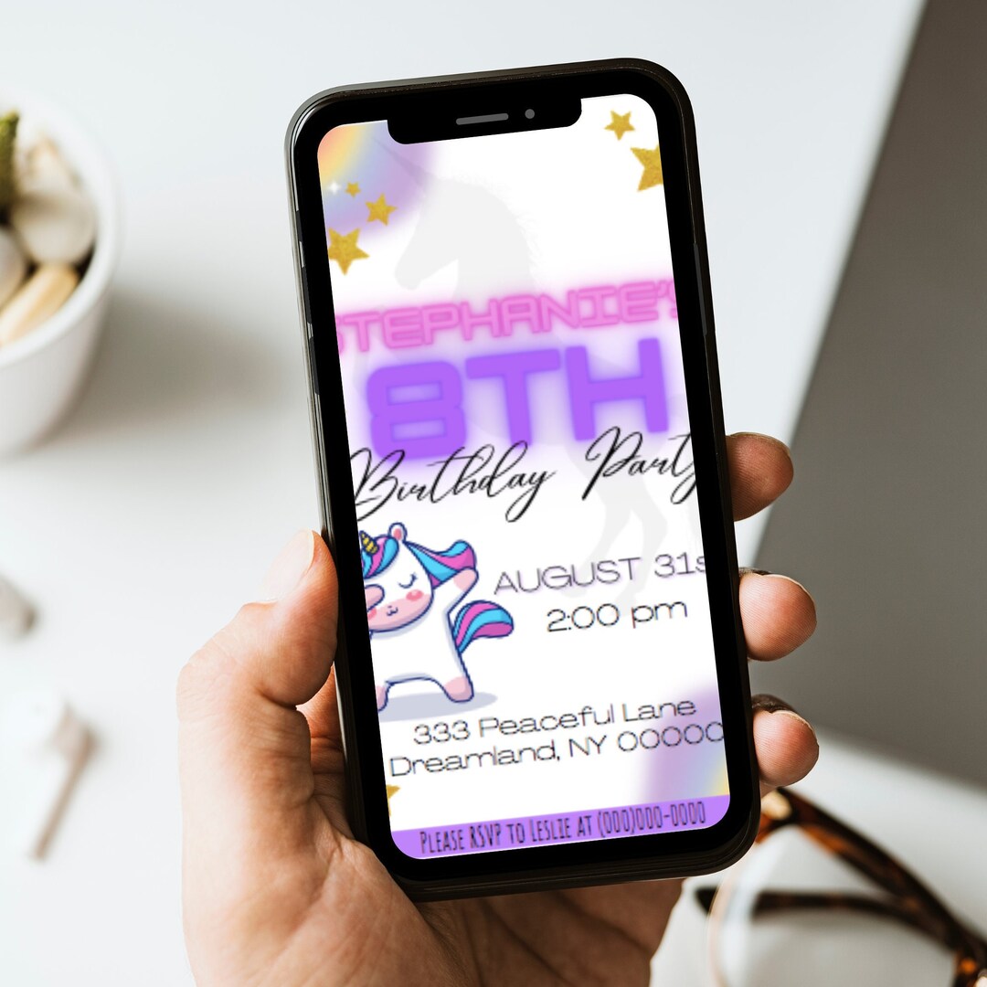 Digital Unicorn Theme Invitation Template, Unicorn Birthday Party ...