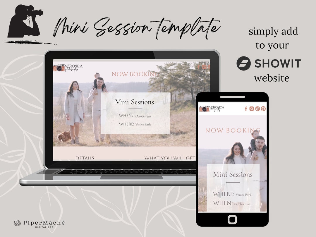 Photography Website Template Mini-session Add-on, Showit Template ...