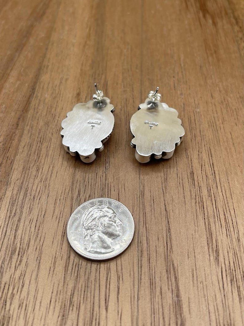 Navajo Handmade Sterling Silver Pink Conch Half Cluster Earrings by ...