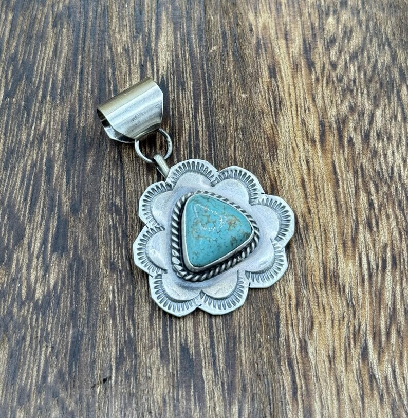 Navajo Handmade Sterling Silver Blue Bird Turquoise Stamped Design Drop ...