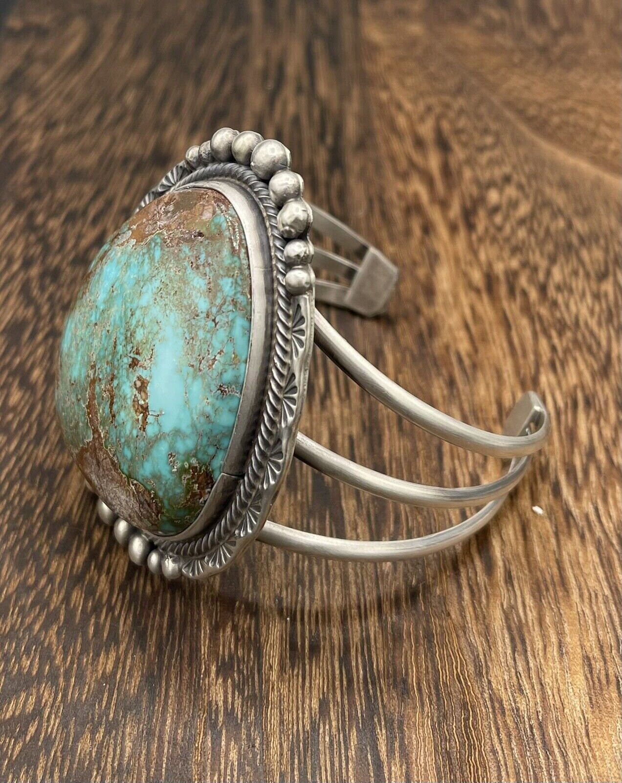 Native American Sterling Silver Navajo Handmade Natural Turquoise Cuff ...