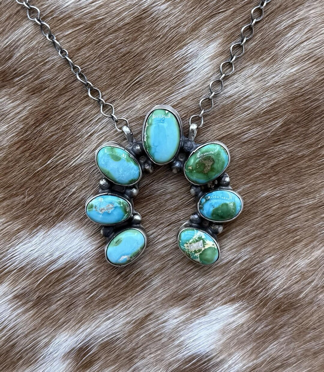 Navajo Handmade Sterling Silver Sonoran Gold Turquoise Naja Bar ...