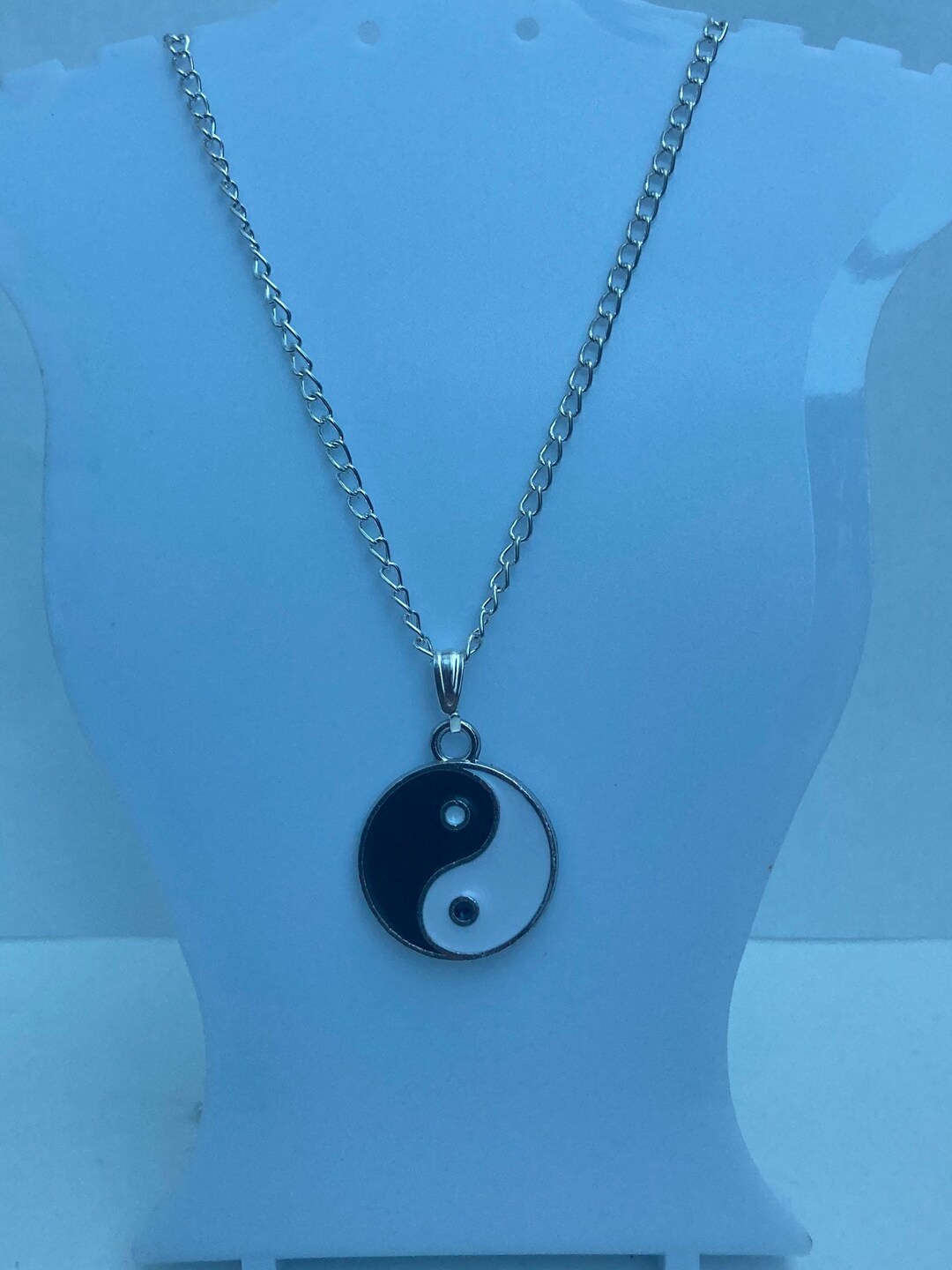 Yin Yang Necklace on a Silver Plated Curb Link Chain With a - Etsy