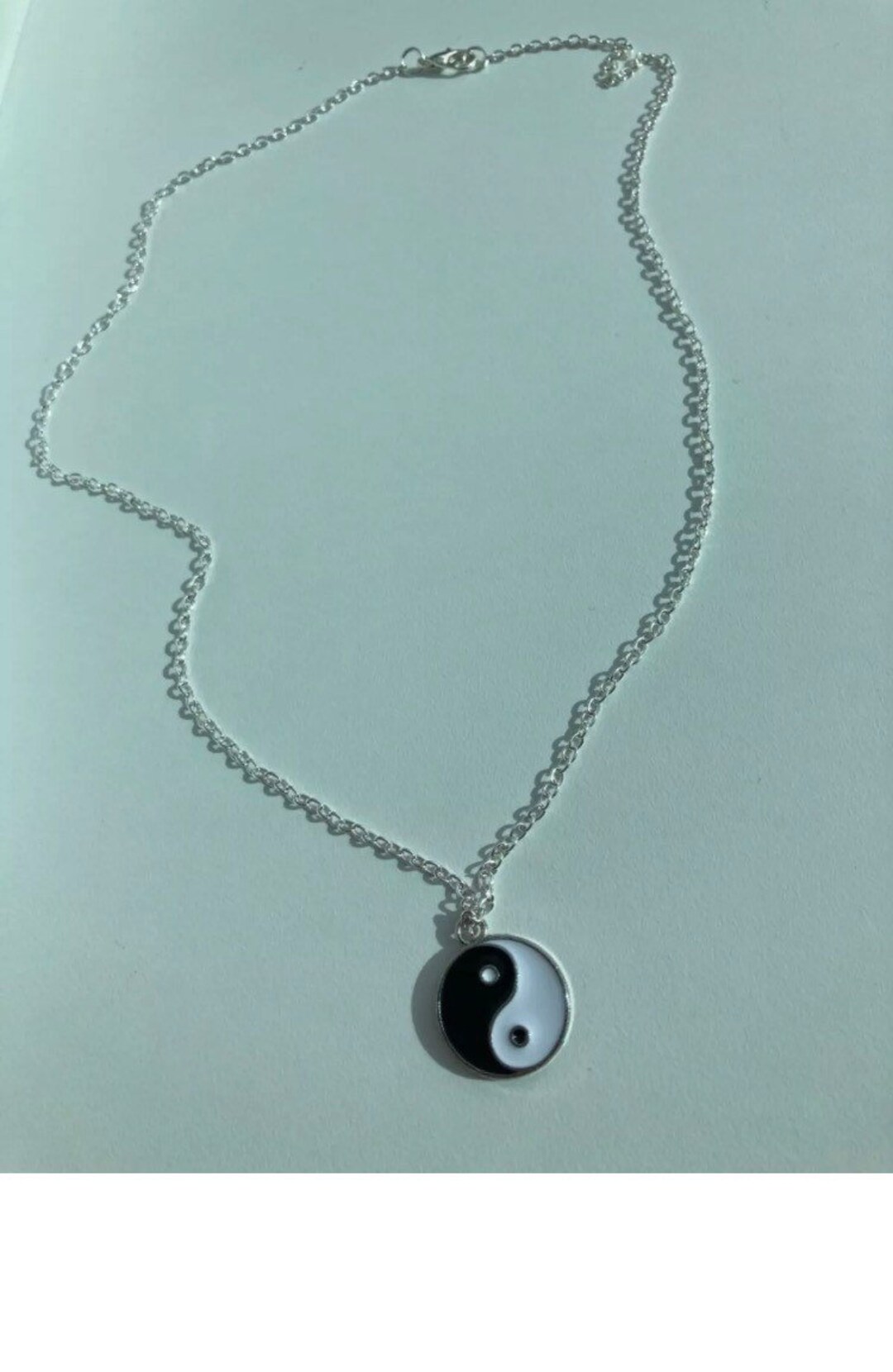 Yin Yang Necklace on a Silver Plated Curb Link Chain With a Free ...