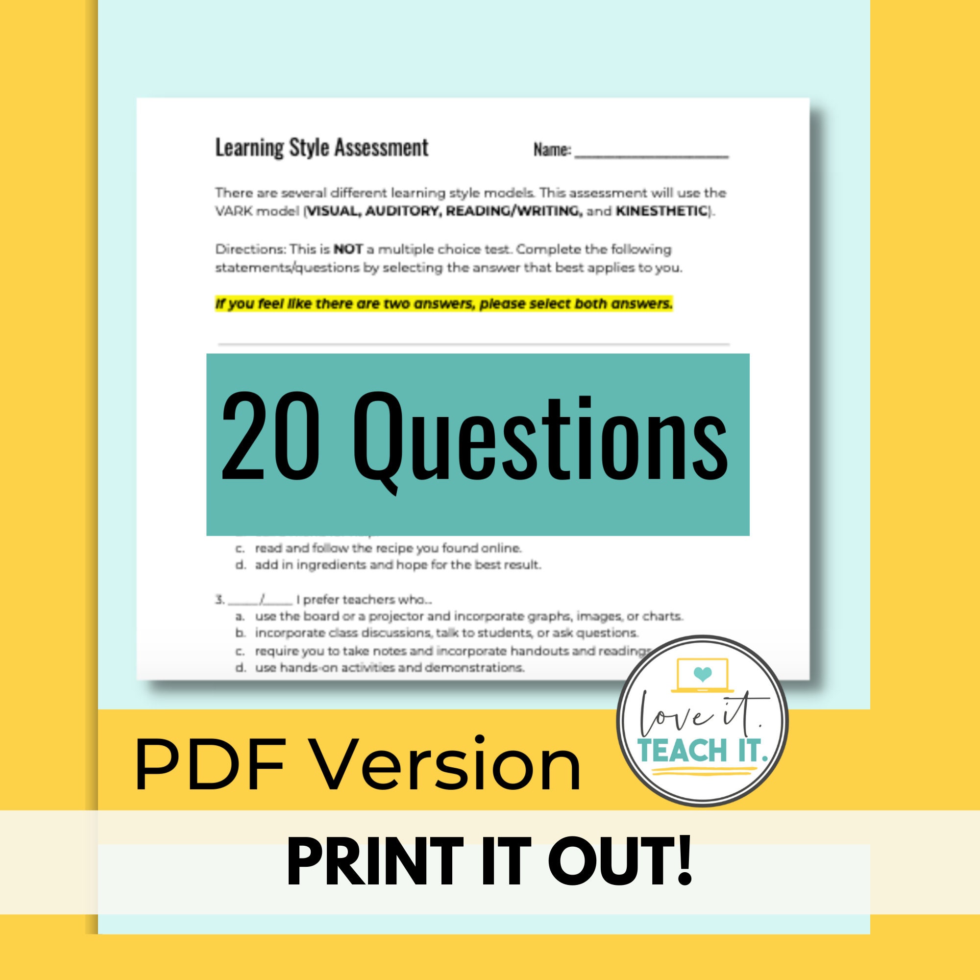 Learning Style Assessment Learning Style Quiz Learning Style for ...