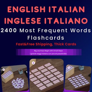 English - Italian 2400 Most Common Words Flashcards - Etsy