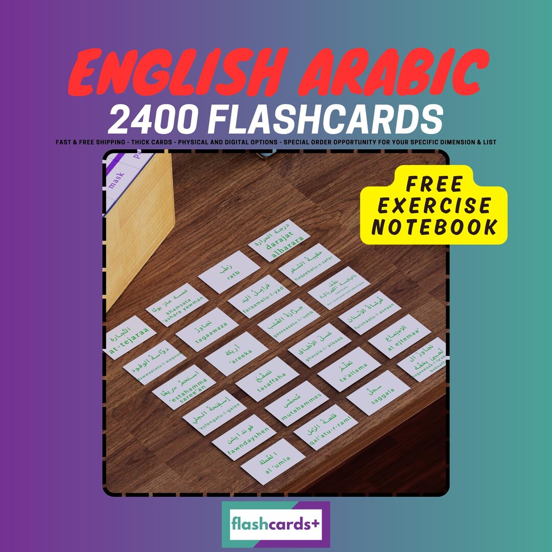 English - Arabic 2400 Most Common Words Flashcards - Etsy