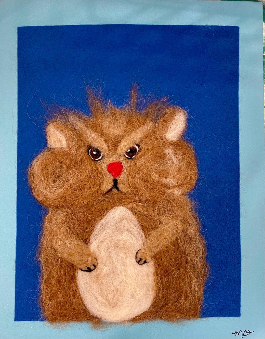 Wool Painting of Fat and Grumpy Hamster, Needle Felted Picture - Etsy