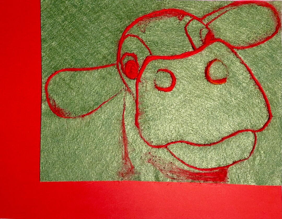 Wool Cow Painting, Needle Felted Picture, Felted Cow, Hand Drawn Cow ...