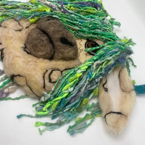 Highland Cow Sculpture, Needle Felted Animal Head, Colorful Hairy Coo ...