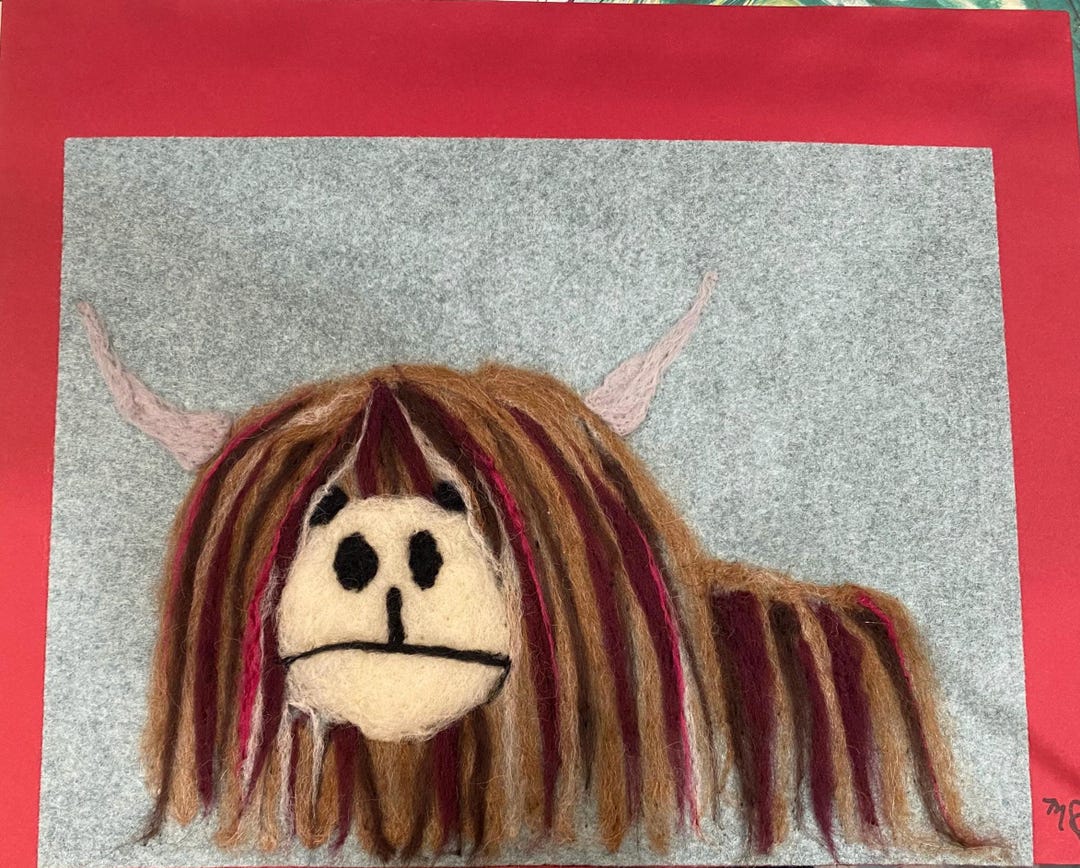 Wool Painting of Highland Cow, Needle Felted Picture, Hairy Coo, Felted ...