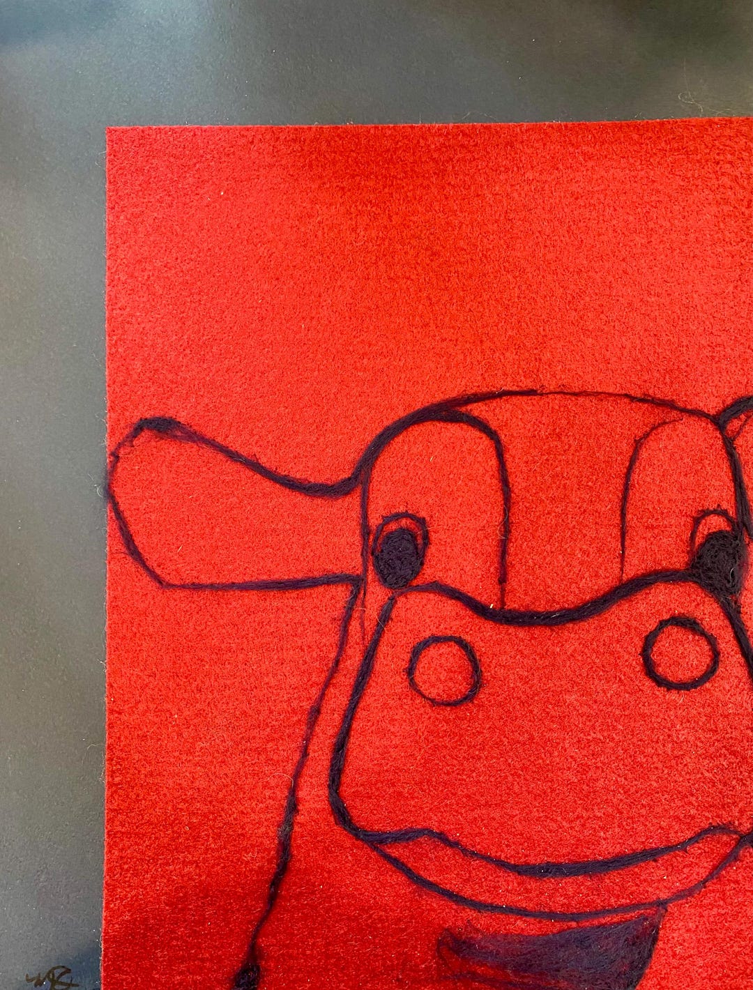 Needle Felted Cow Painting, Hand Drawn Wool Watercolor, Pink Felt - Etsy