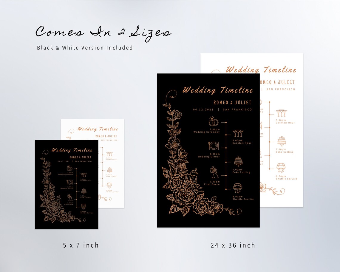 Customizable Wedding Timeline Wedding Day Timeline Floral - Etsy