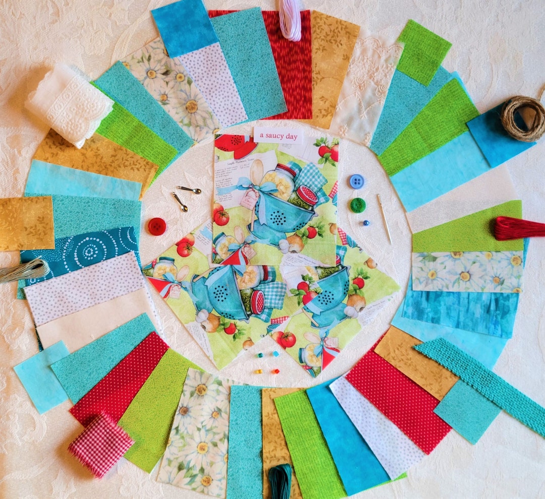 Canning Day Slow Stitch Fabric Collage Kit Mindful Stitching ...