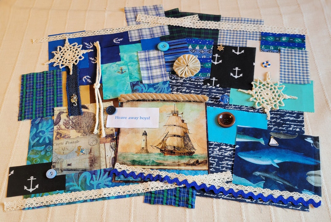 Sailing Ships Large Slow Stitch Kit - Mindful Stitching, Fabric Collage ...
