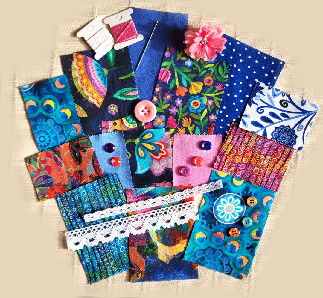 Blue Brights Small Slow Stitch Kit - Mindful Stitching, Handstitching ...