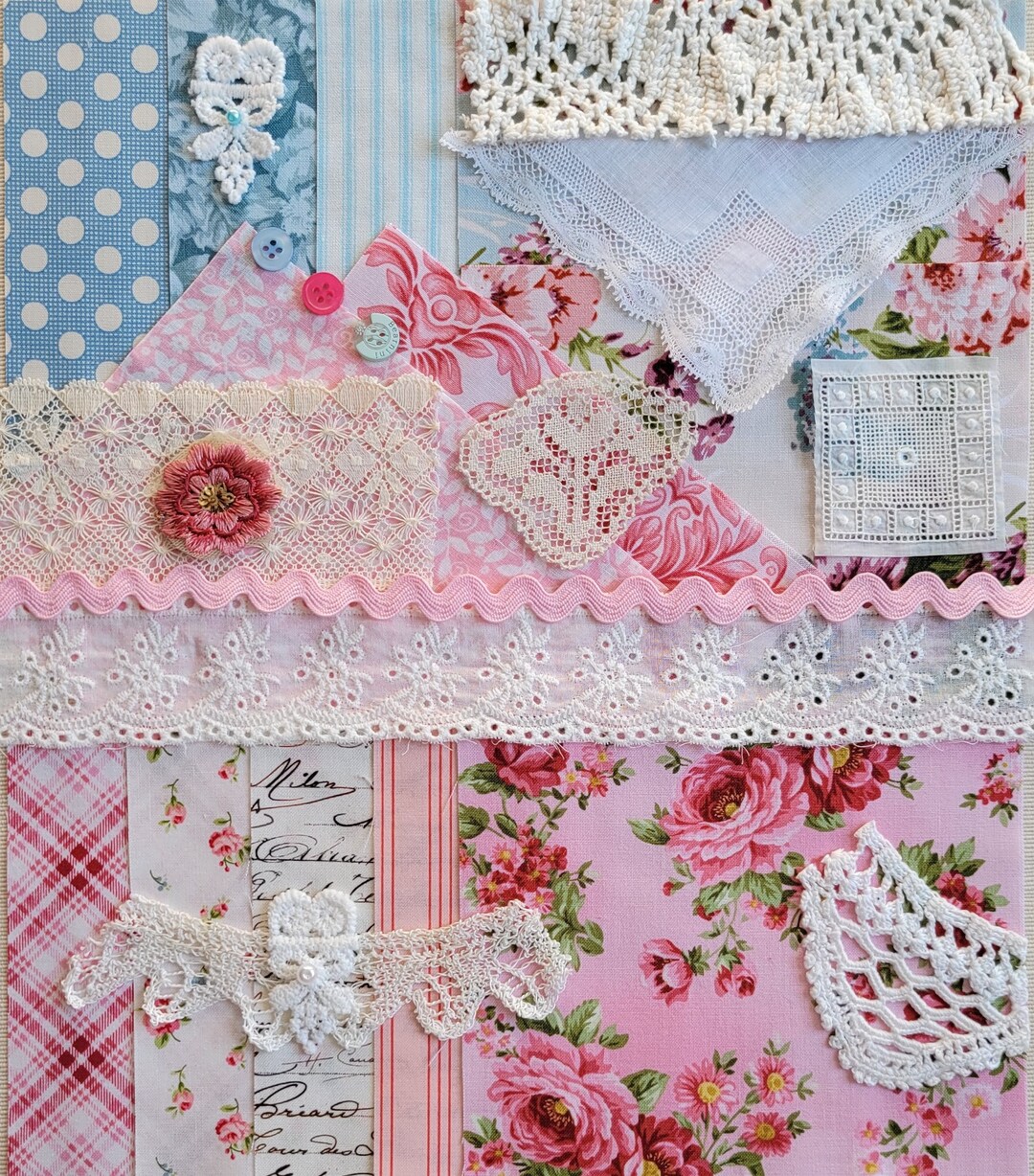 Floral and Stripes Vintage Large Slow Stitch Kit - Mindful Stitching ...