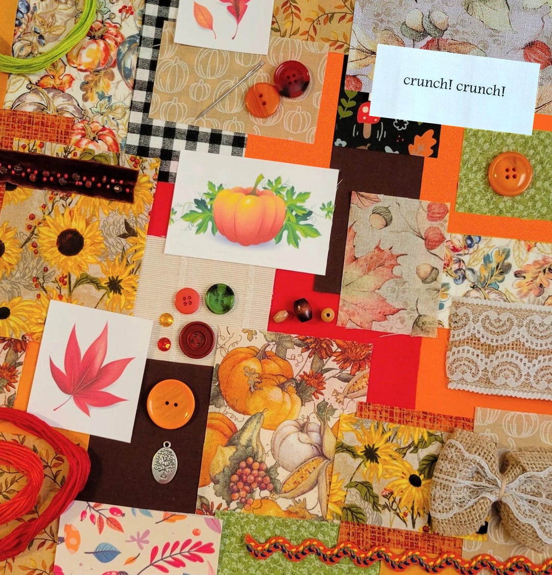 Autumn Large Collage/slow Stitch Kit - Mindful Stitching, Snippet Rolls ...