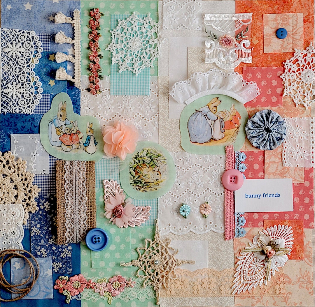 Beatrix Potter Large Fabric Collage Kit / Slow Stitch Kit - Mindful ...