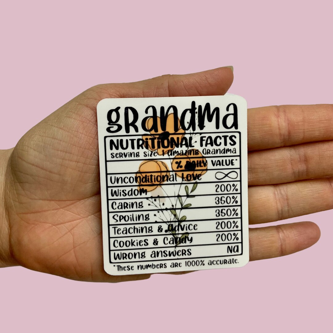 Grandma Nutritional Facts Vinyl Sticker Water Resistant - Etsy