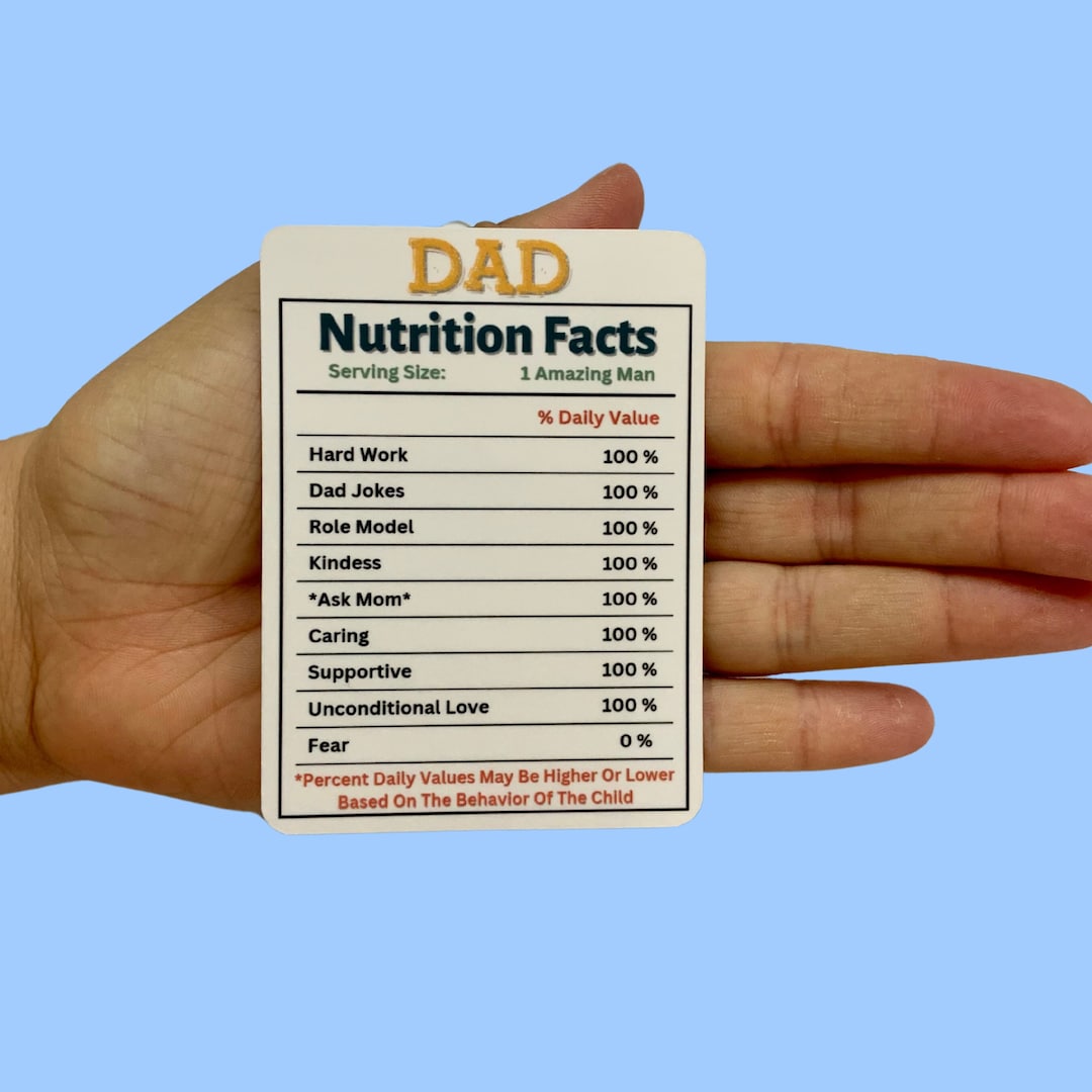 Dad Nutrition Facts, Happy Father's Day, Vinyl Sticker, Water Resistant ...