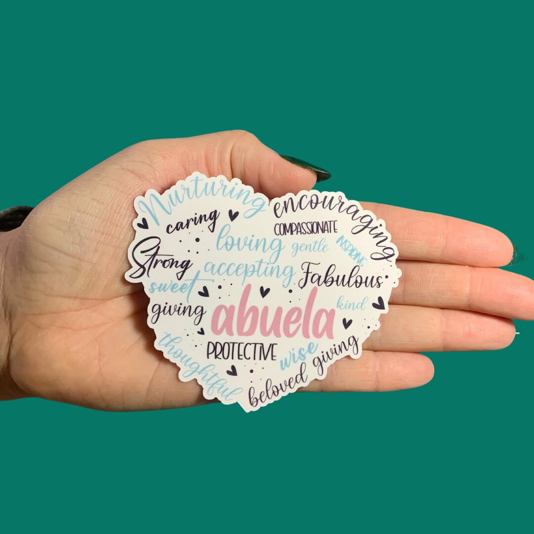 Abuela Heart Shaped Wordart Vinyl Water Resistant, Laptop Sticker ...