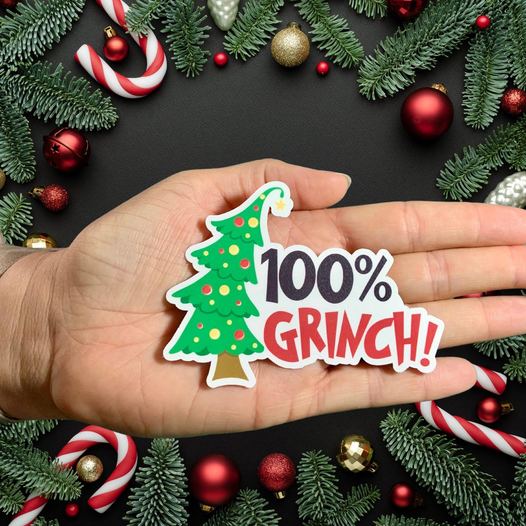 100% Grinch Sticker, Vinyl Sticker, Water Resistant, Laptop, Notebook ...
