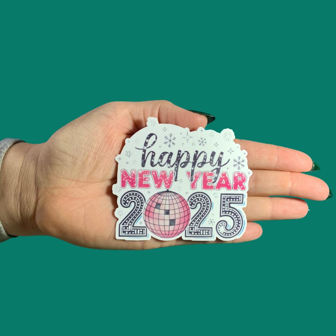 Happy New Year 2025 Vinyl Water Resistant Sticker, New Years Sticker - Etsy