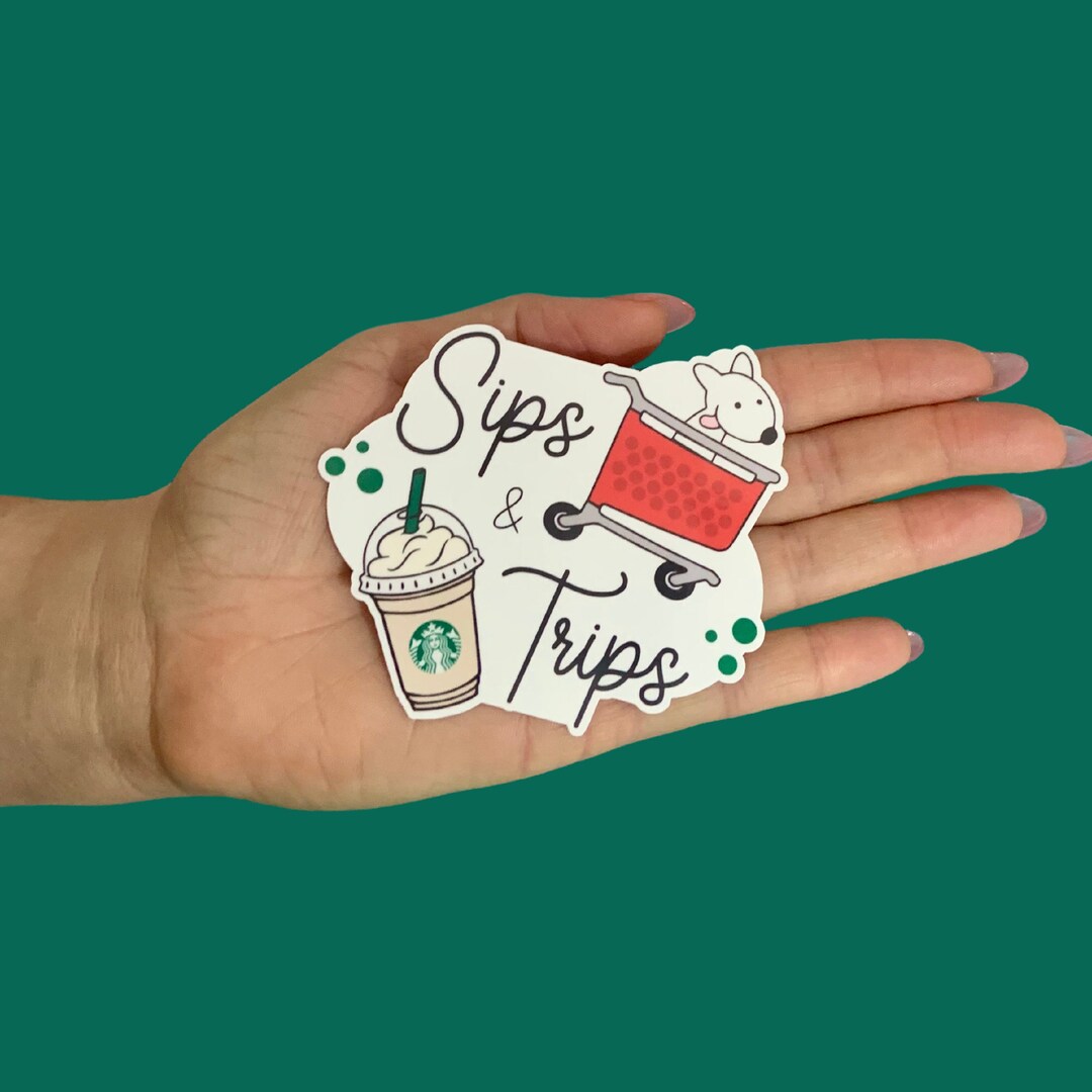 Sips and Trips, Coffee Stickers, Shopping Stickers, Watercolor Stickers ...