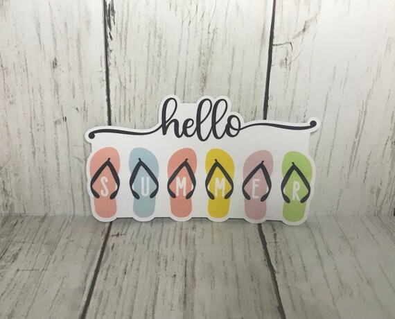 Hello Summer Flip Flops Vinyl Water Resistant Sticker | Etsy