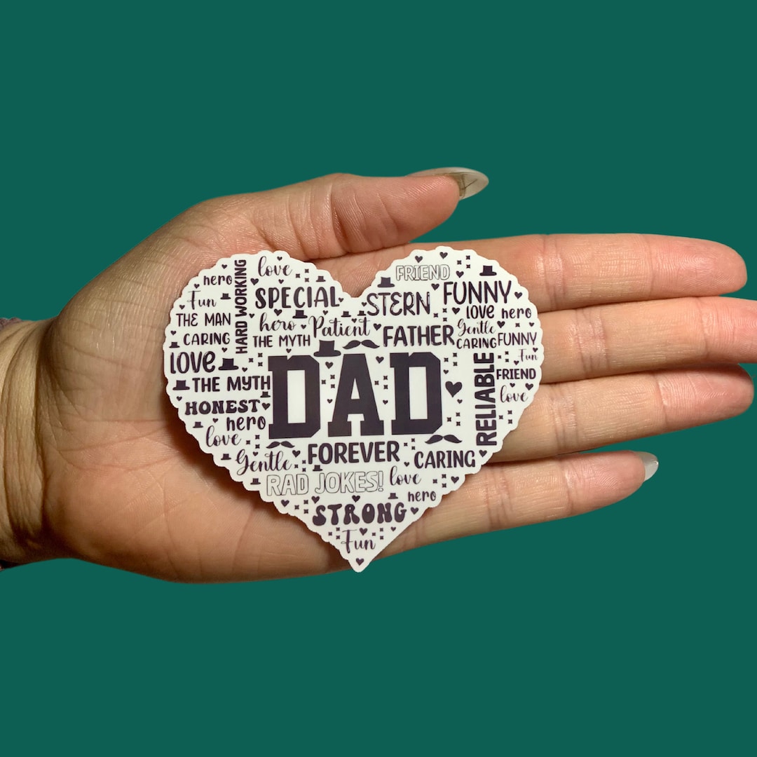 DAD Heart Wordart Sticker, Happy Father's Day Sticker, Vinyl, Water ...