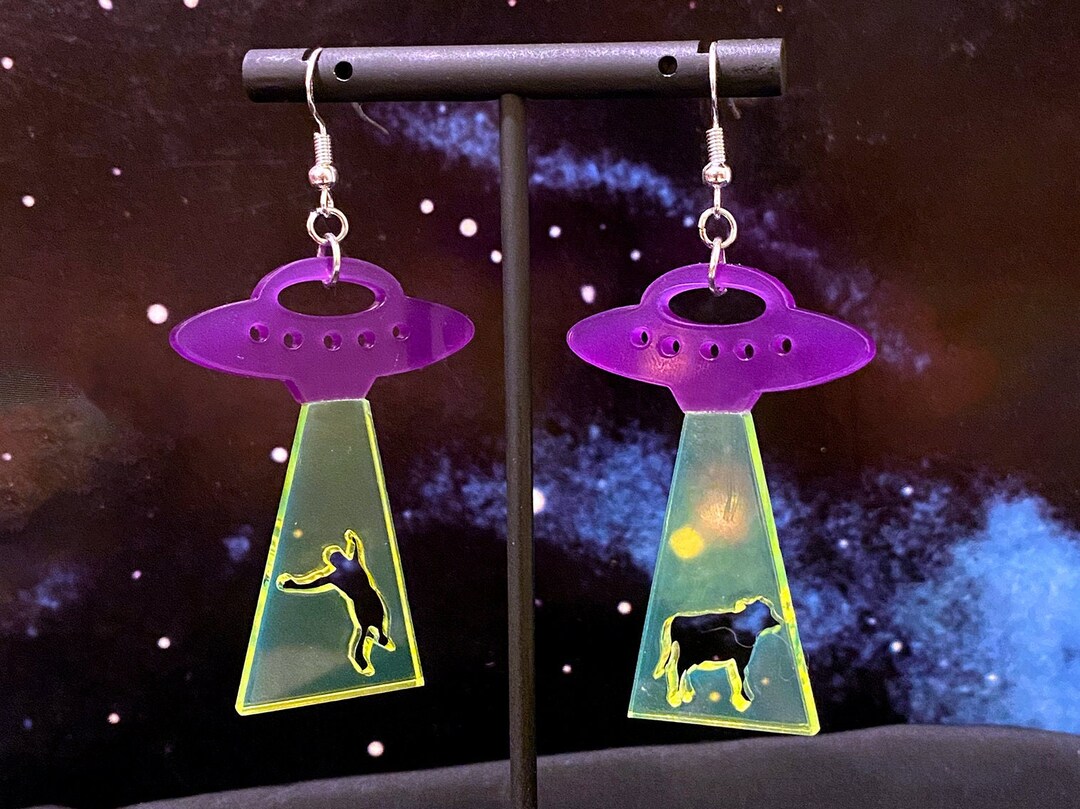 Alien Abduction UFO Lasercut Acrylic Earrings Acrylic Gold - Etsy