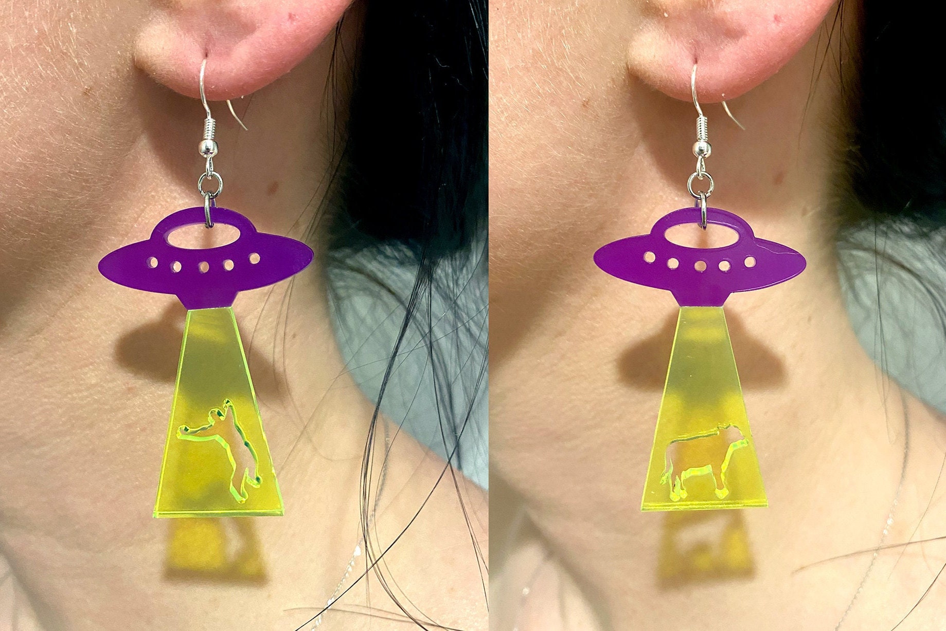 Alien Abduction UFO Earrings Lasercut Acrylic Earrings - Etsy