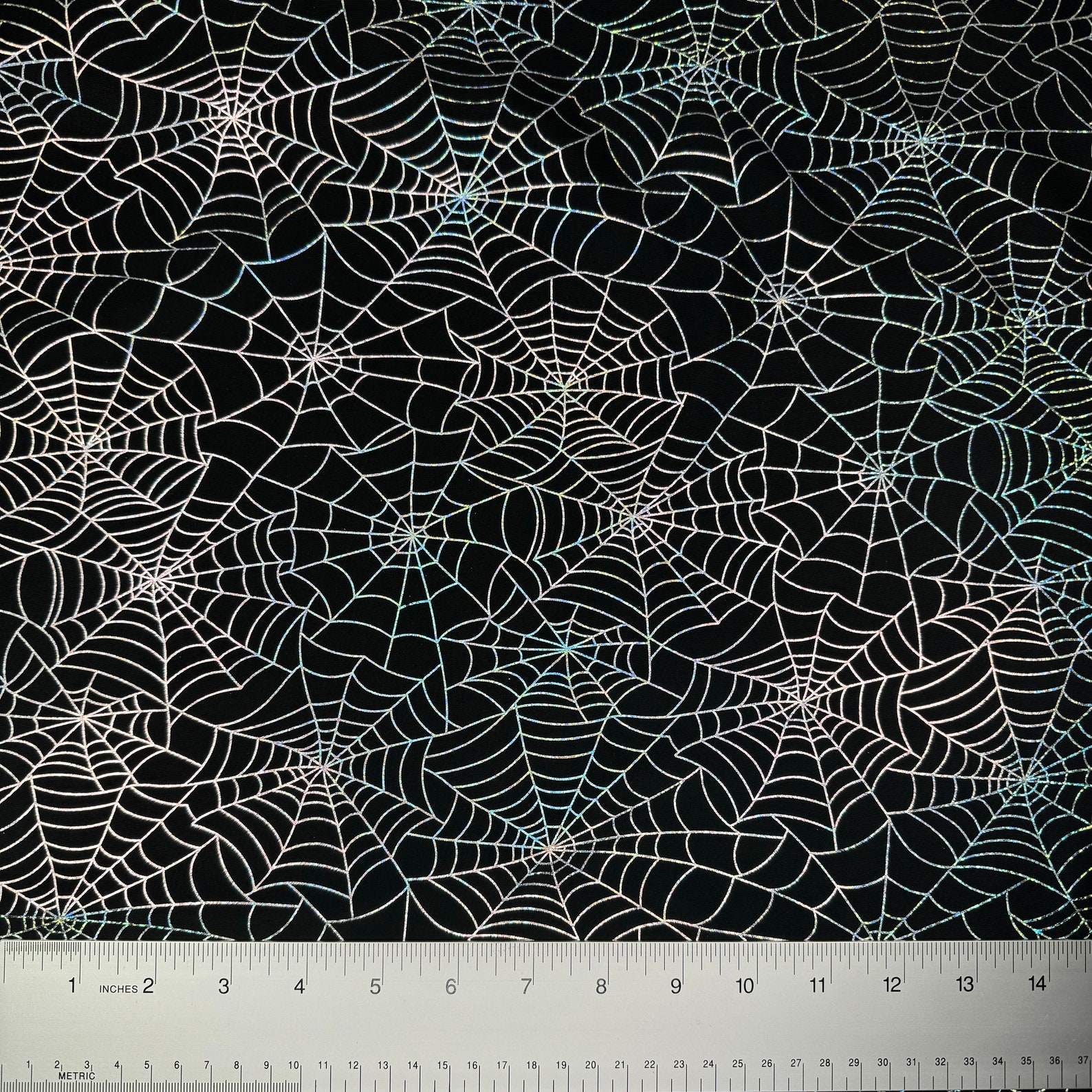 Spider Web Black Foil Iridescent Silver Nylon Spandex - Etsy