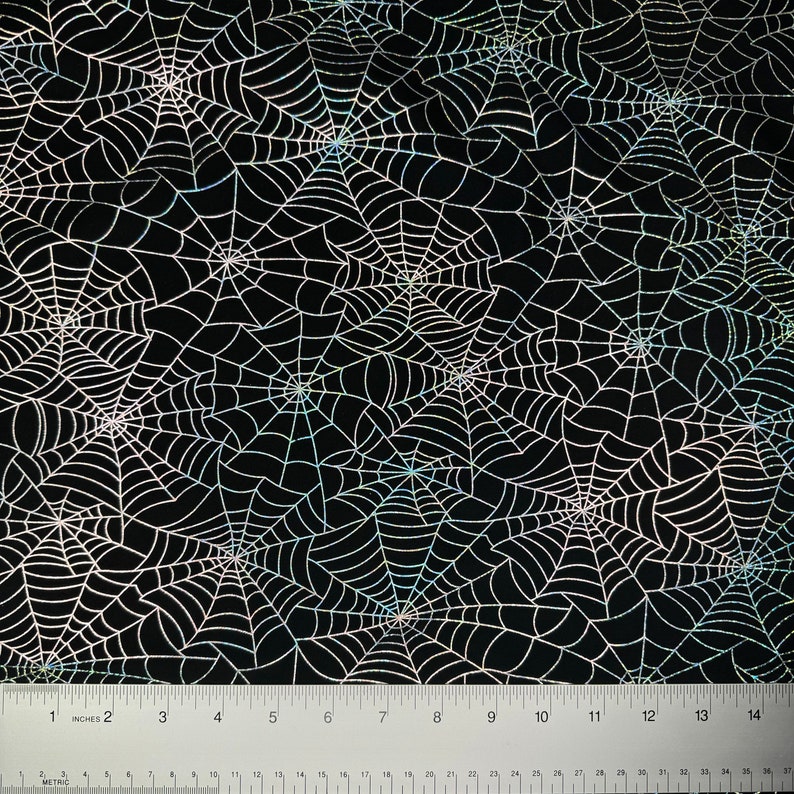 Spider Web Black Foil Iridescent Silver Nylon Spandex - Etsy
