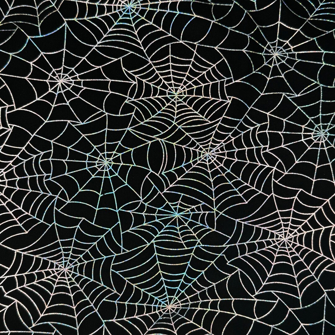 Spider Web Black Foil Iridescent Silver Nylon Spandex - Etsy