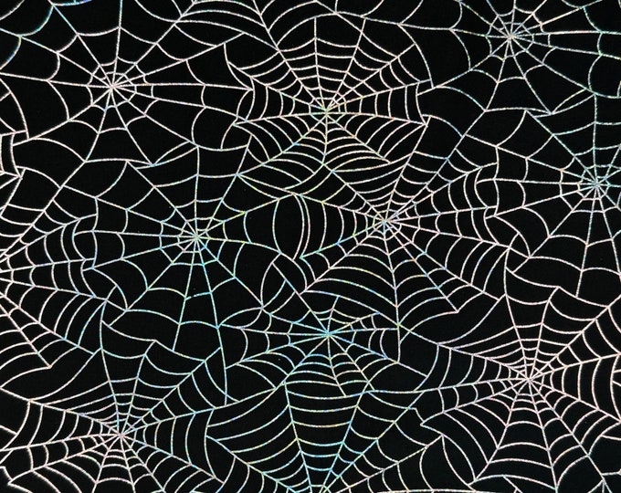 Spider Web Black Foil Iridescent Silver Nylon Spandex - Etsy