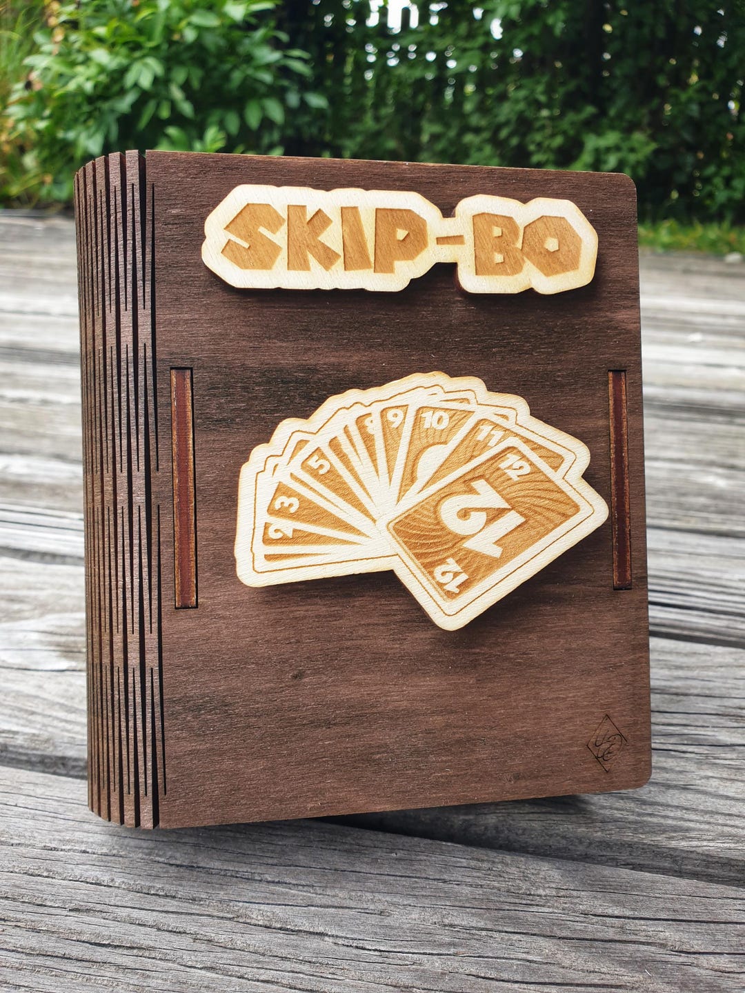 Skip-bo Wooden Card Box With Practical Twist Lock | Storage Box for ...