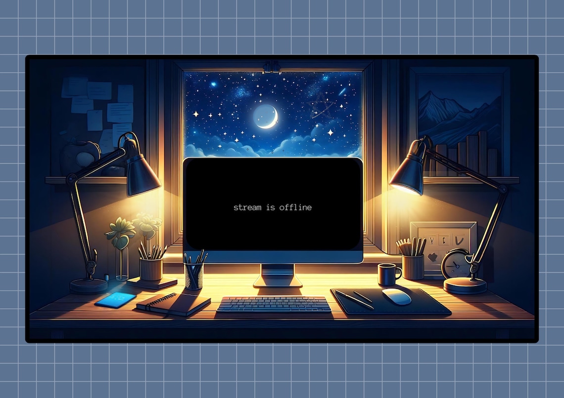 4 Animated Twitch Screens Night Stream Screens Twitch Overlay Lofi ...